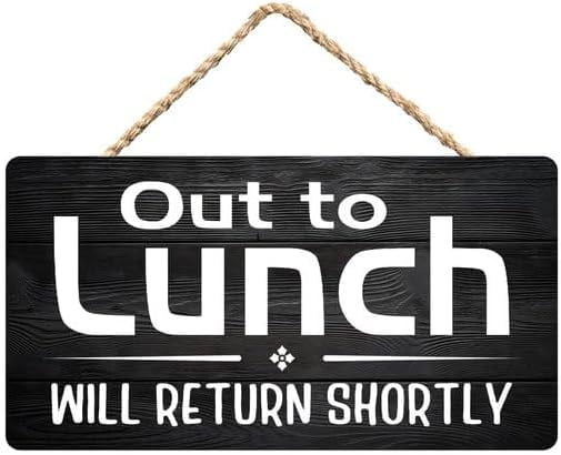 Zomyto Out To Lunch Sign,Will Return Shortly Rustic Wooden Hanging Sign ...