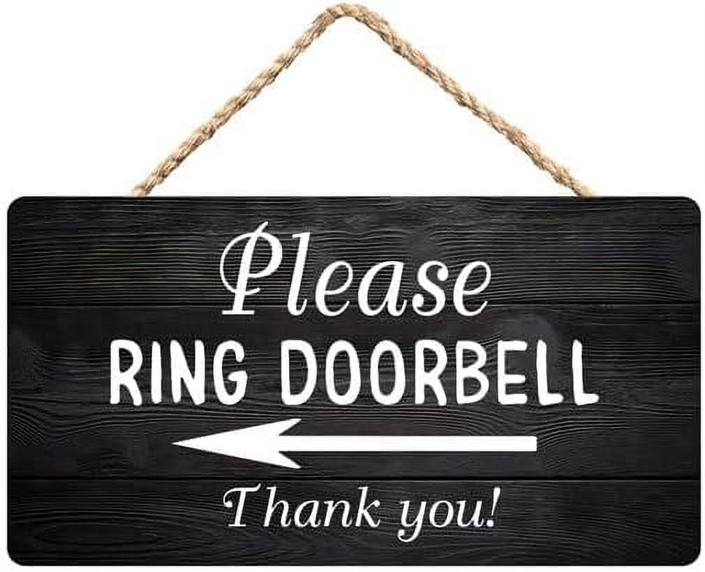 Zomyto Please Ring Doorbell Rustic Wooden Hanging Sign 12X6 In Door ...