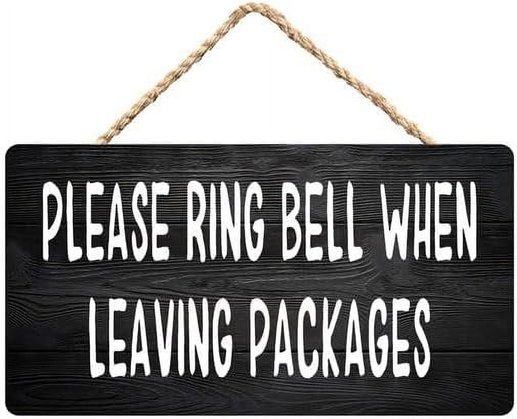Zomyto Ring Bell When Leaving Packages Sign,Rustic Wooden Hanging Sign ...