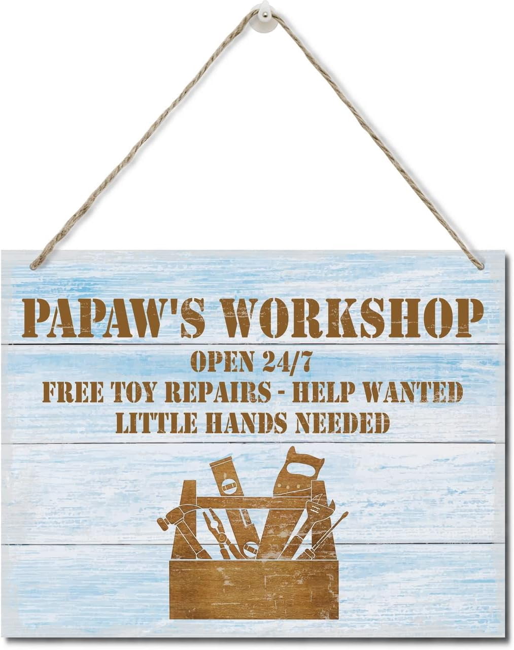 Zomyto Rustic "Papaw's Workshop Free Toy Repair Open 24/7" Wood Sign ...