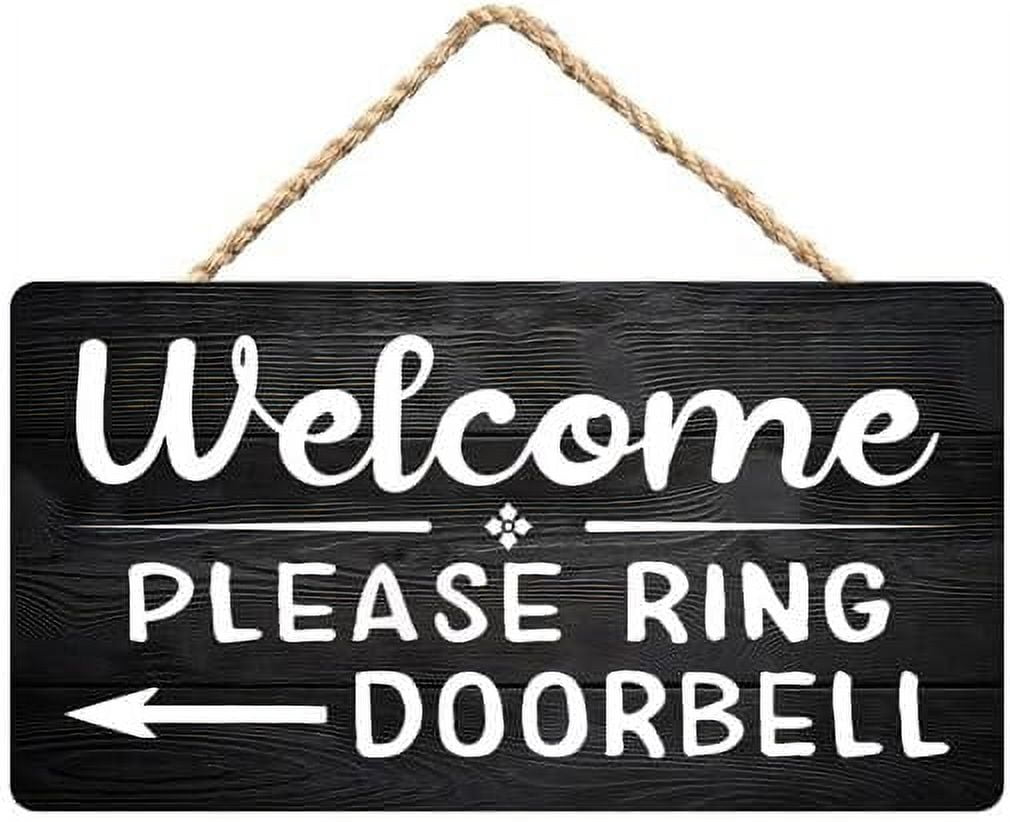 Zomyto Welcome Sign,Please Ring Doorbell Sign With Arrow Rustic Wooden ...