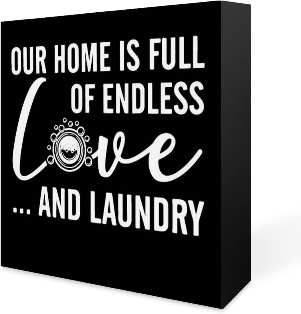 Zomyto Wooden Box Sign 7x7 In Funny Laundry Sign Laundry Room Our Home ...