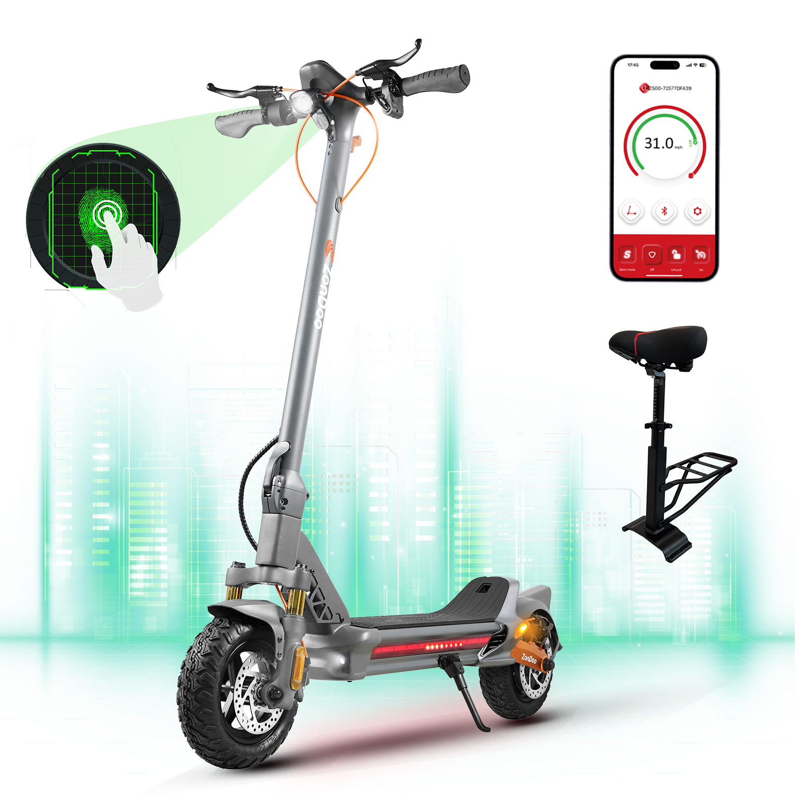 ZonDoo ZU10 48V 800W Electric Scooter Adults, 30MPH 38Miles Long Range ...