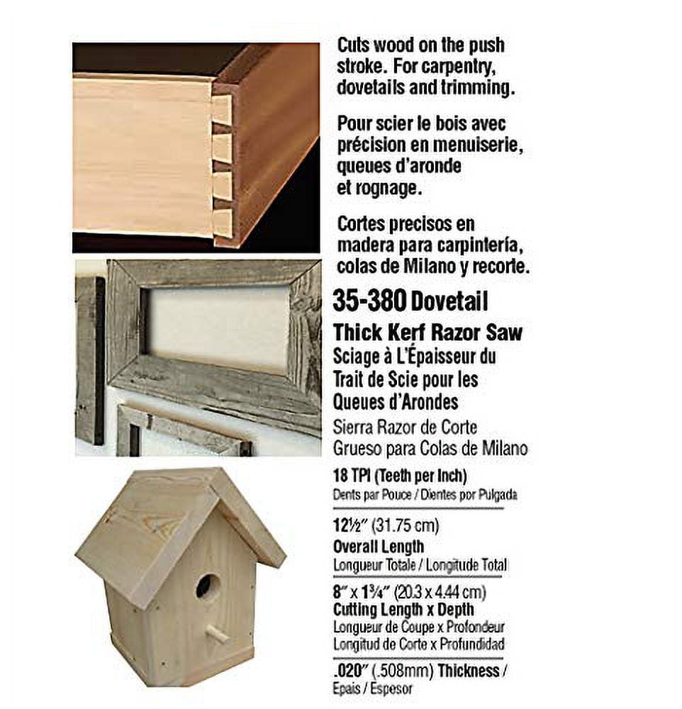 Zona 35-380 Thick Dovetail Saw, 18 TPI, 020-Inch Kerf, Blade Length 8-Inch, Cut Depth 1-3/4-Inch ...