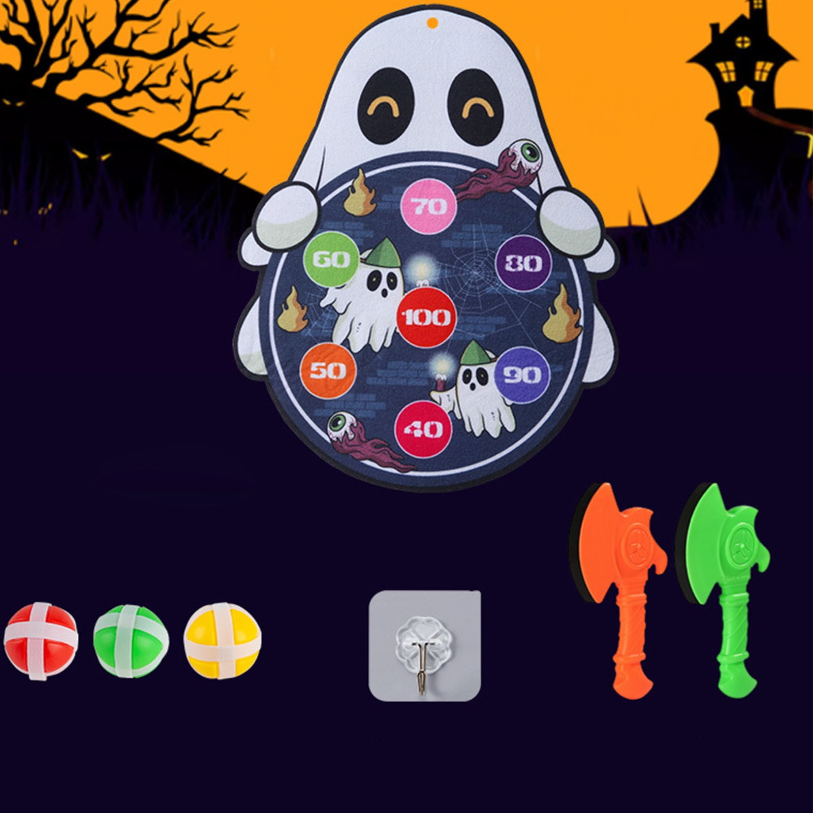 Zonao Halloween Dart Board Game-Ghost Theme with 3 Balls & Hooks,Indoor ...