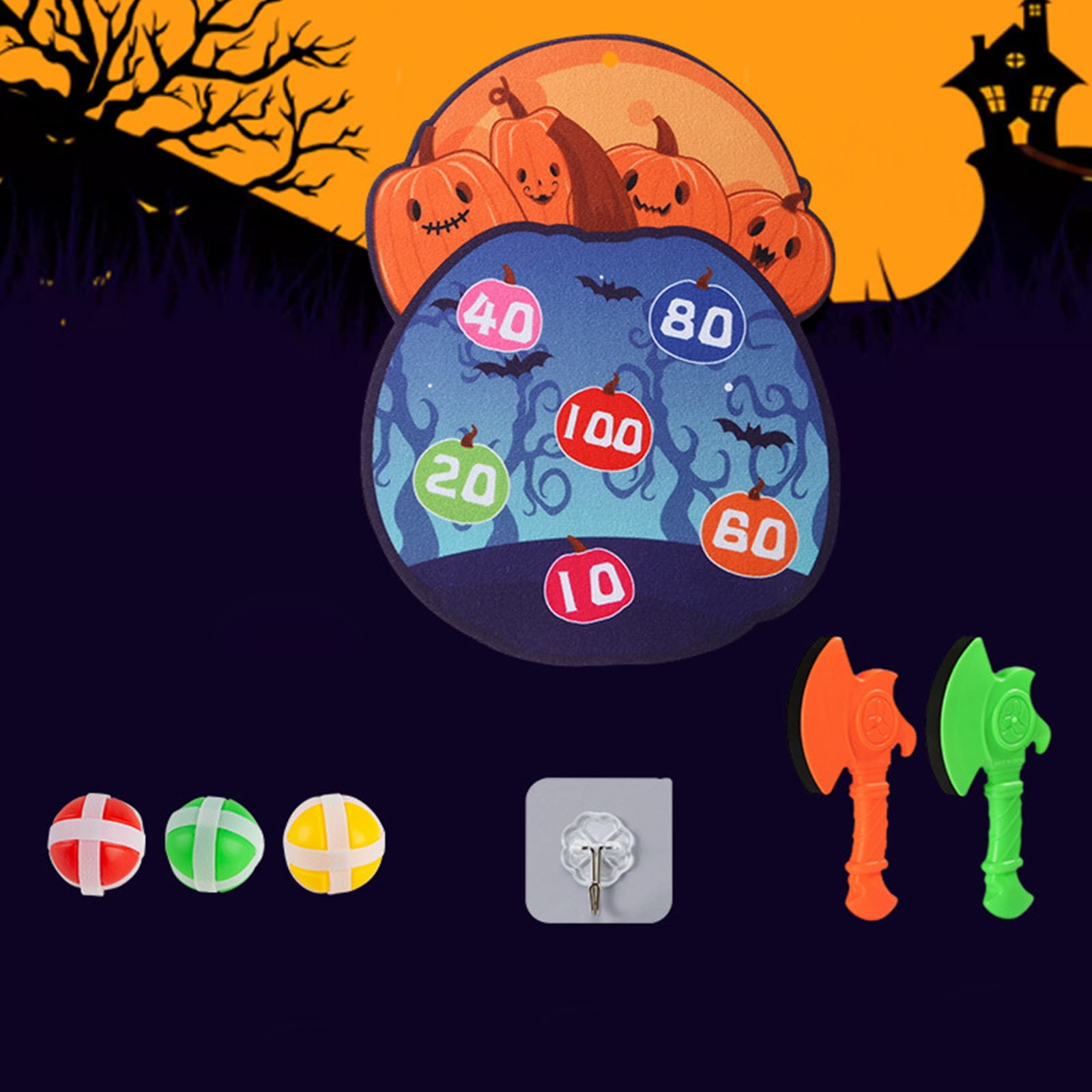 Zonao Halloween Dart Board Game-Ghost Theme with 3 Balls & Hooks,Indoor Outdoor Party Favors ...