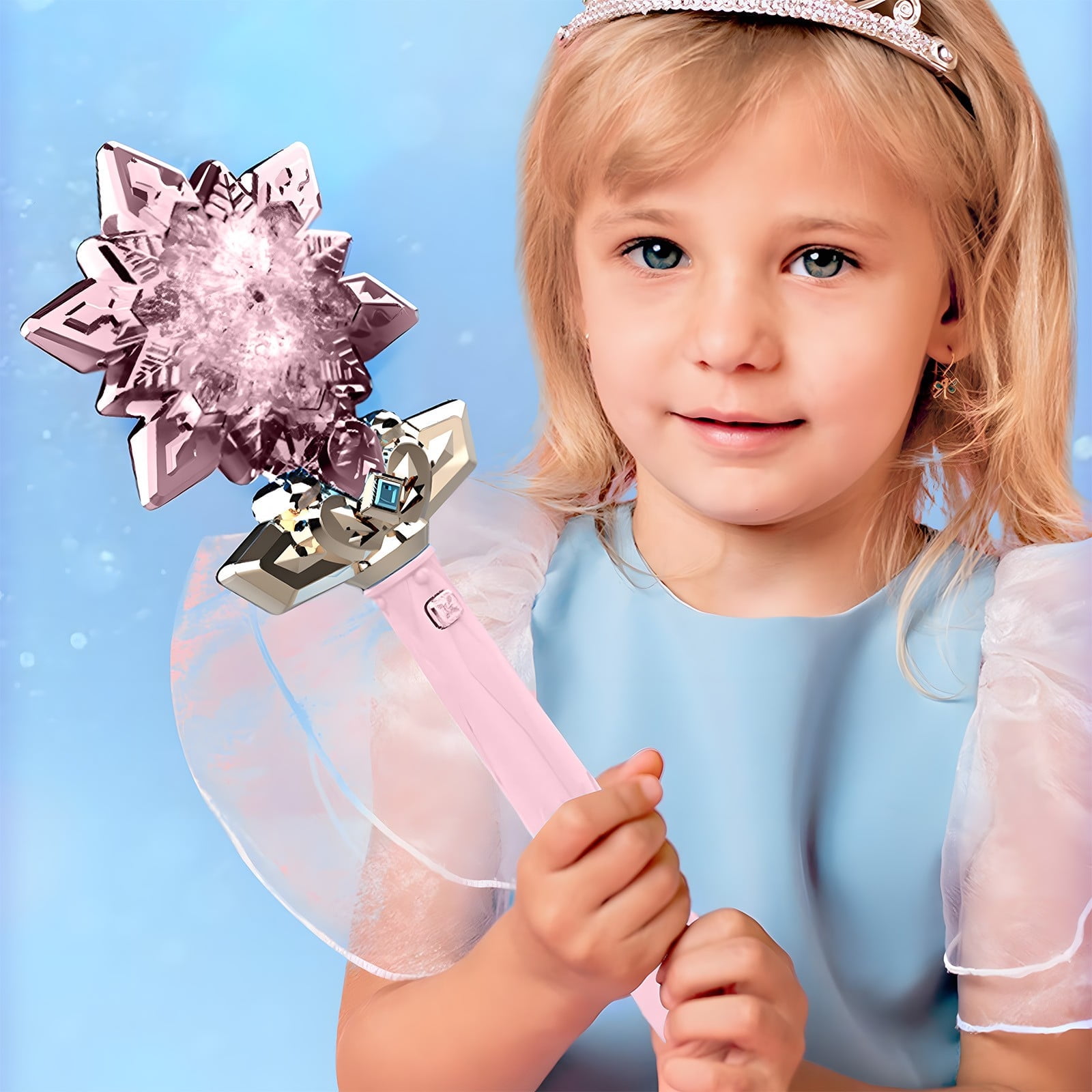 Zonao Snowflake Toy Wand with Sound,Light,Spray,Light Up Wands for ...