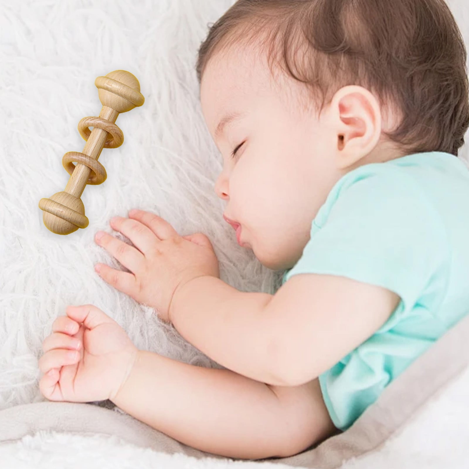 Zonao Wooden Baby Toys |Wooden Rattles|Grasping Toys Wood Ring Sensory ...