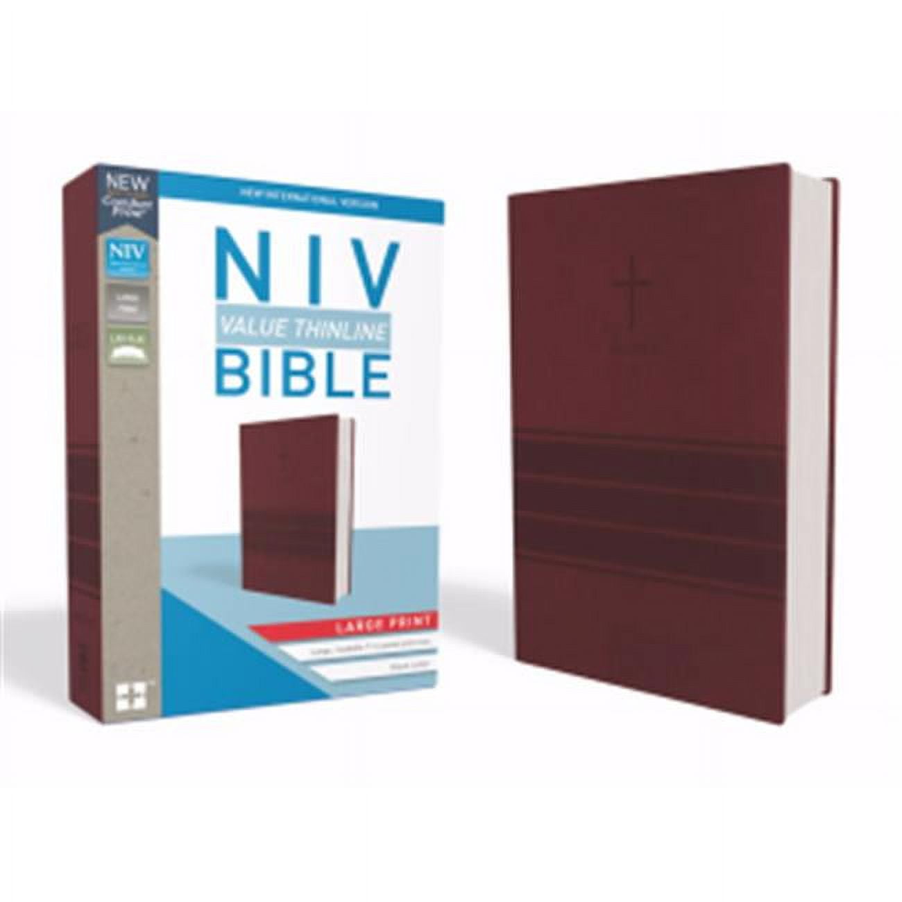 Zondervan Large Print Burgundy Leathersoft NIV Value Thinline Bible ...