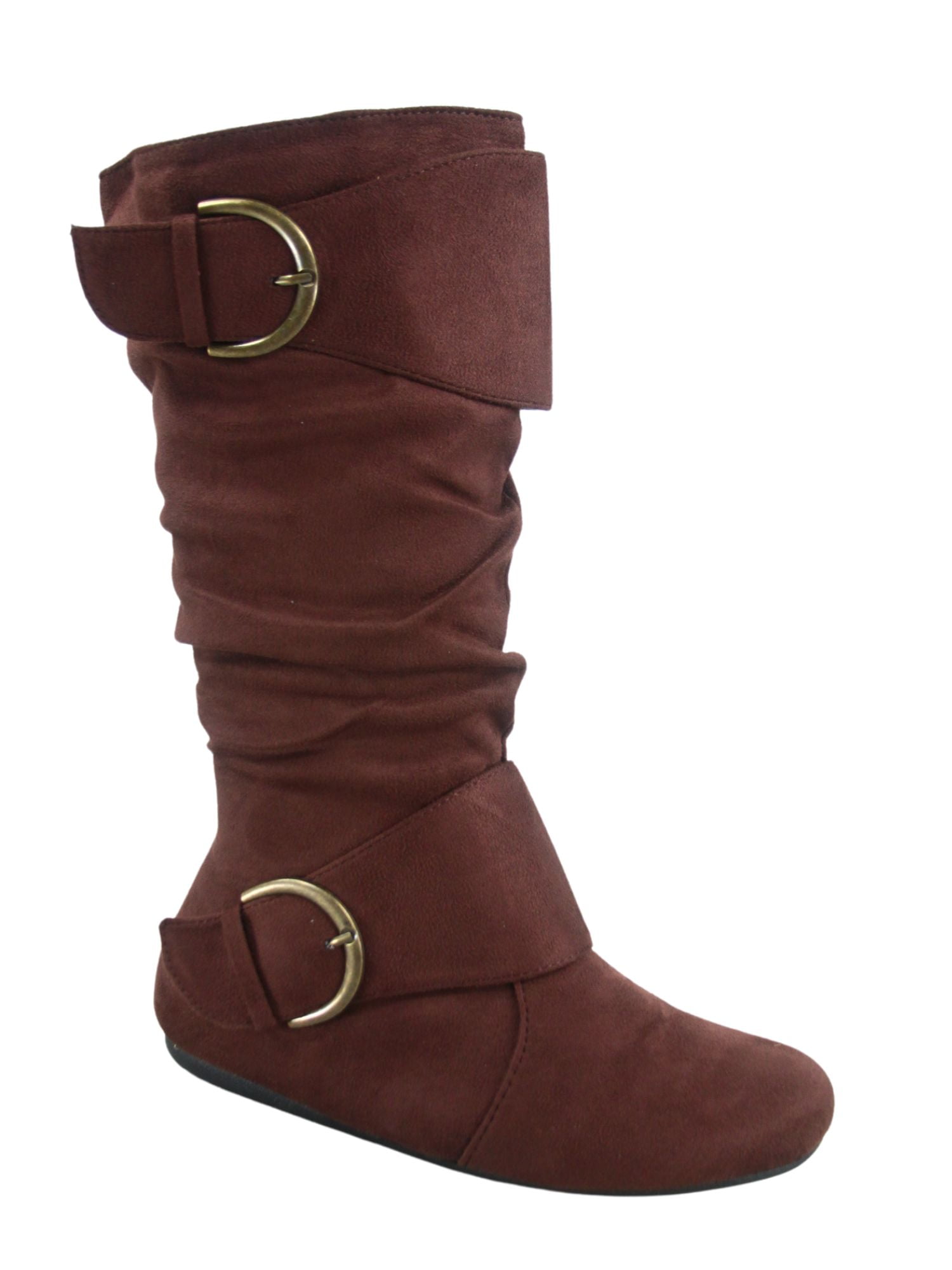 Zone 70 Women's Comfort Zipper Buckle Slouch Casual Flat Heel Mid Calf ...