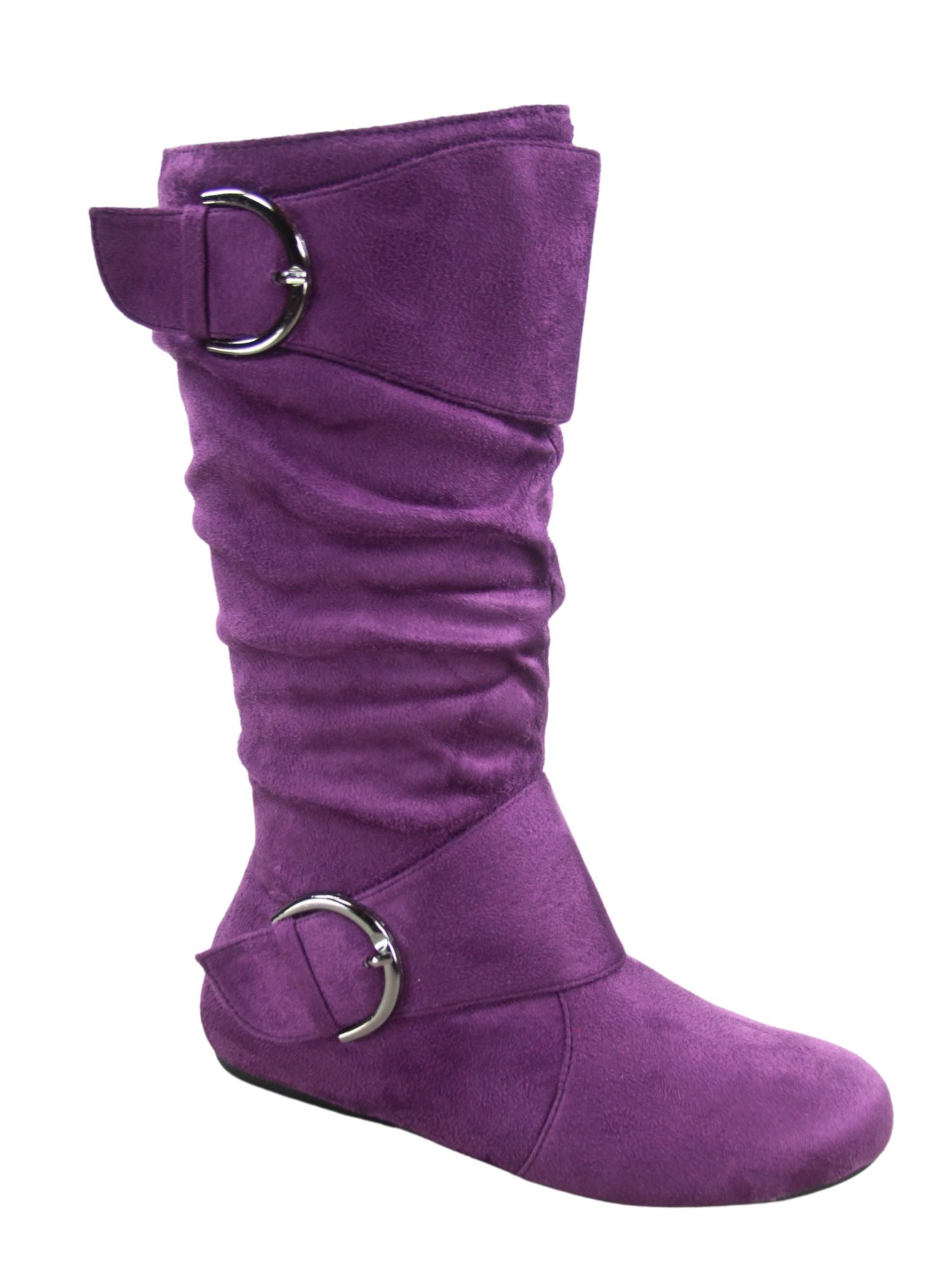 Zone 70 Women's Slouchy Comfort Zipper Buckle Casual Low Heel Mid Calf ...