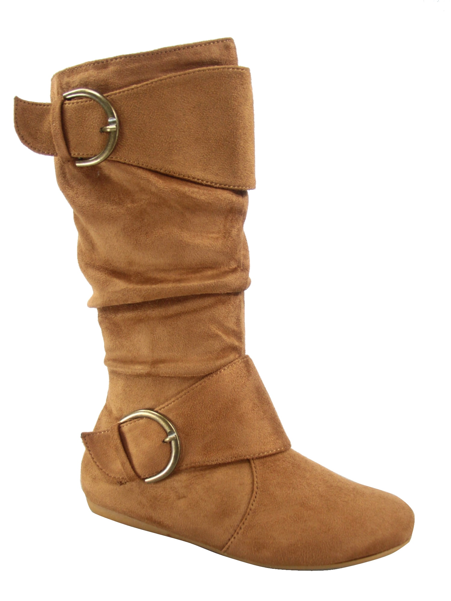 Zone 70 Women's Comfort Mid Calf Boots, Side Zip, Buckle, Flat Heel ...