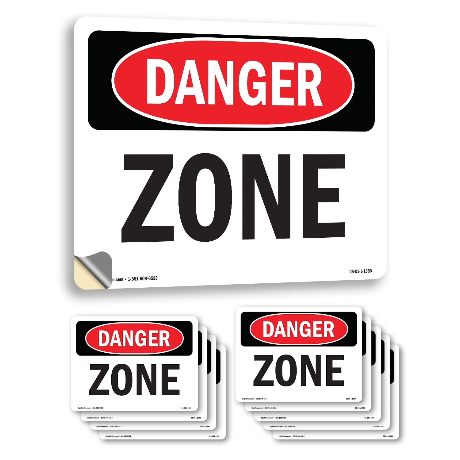 Zone OSHA Danger Vinyl Decal Label 24 Inch x 18 Inch - 10 Pack ...