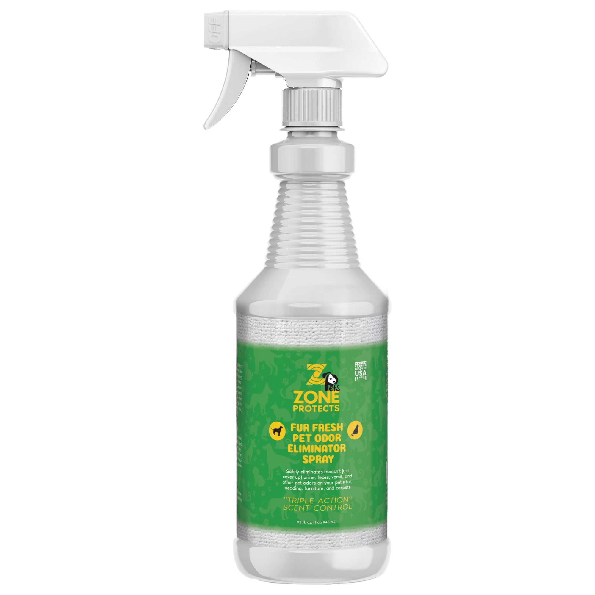 Zone Protects Pets Fur Fresh Odor Eliminator Spray, 32oz; Triple Action ...