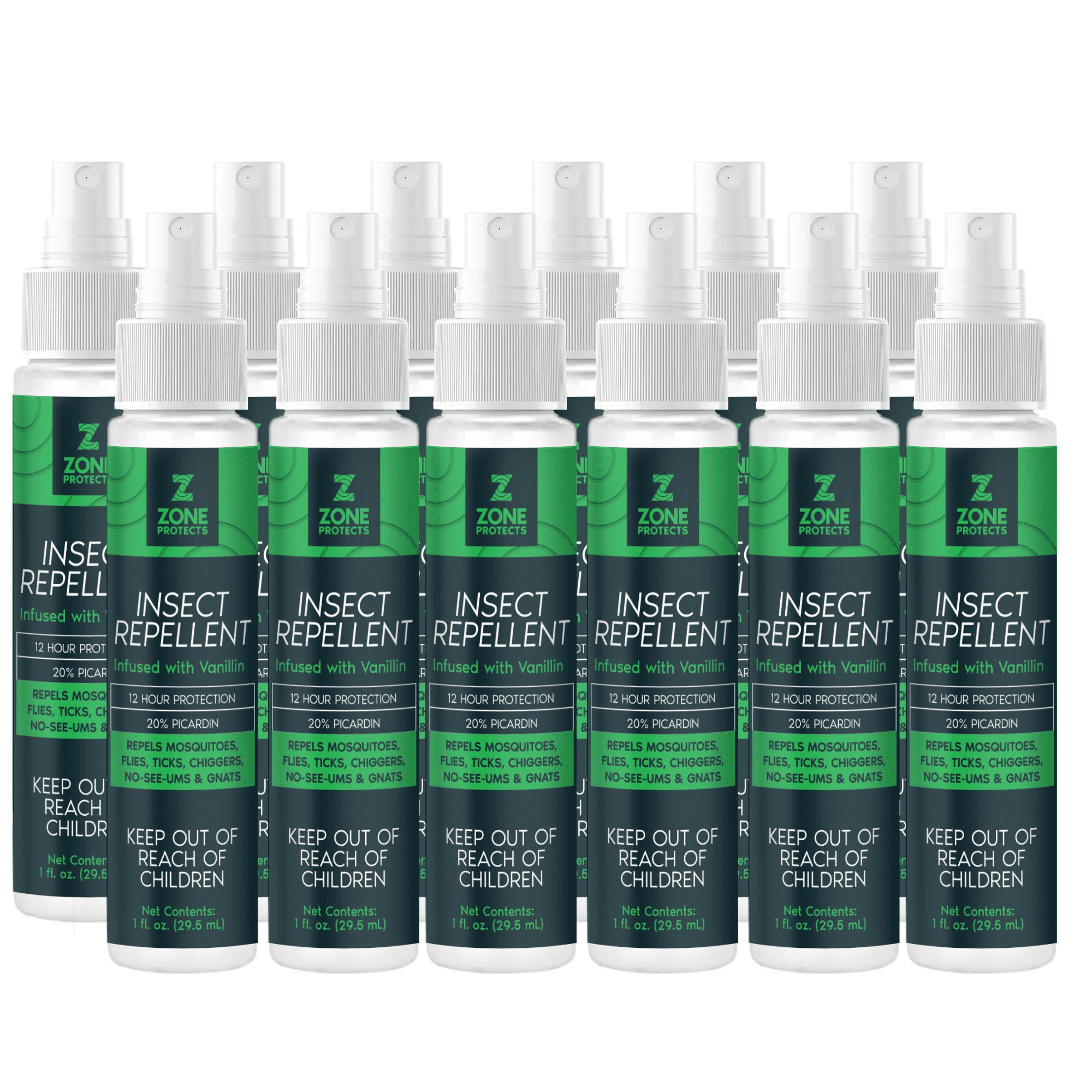 Zone Protects Picaridin Scented Insect Repellent Master Case; (12) 1oz Mist Sprayers; Light ...