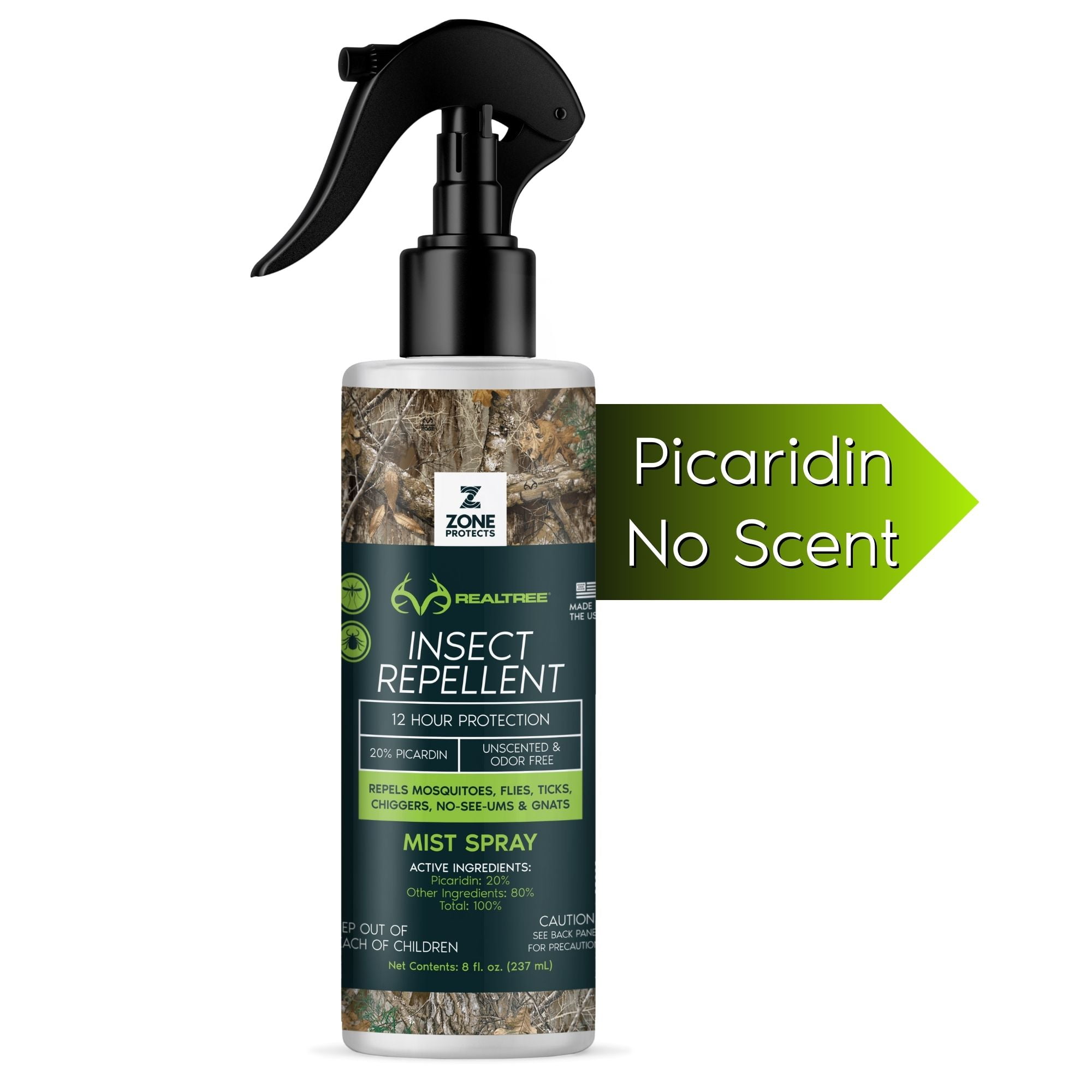 Zone Protects Realtree Mosquito and Insect Repellent Spray, Unscented ...