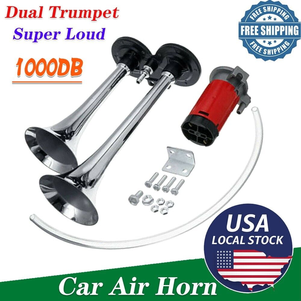 Zone Tech Air Horn Dual Trumpet Truck Loud 12v Train Car Kit Compressor ...