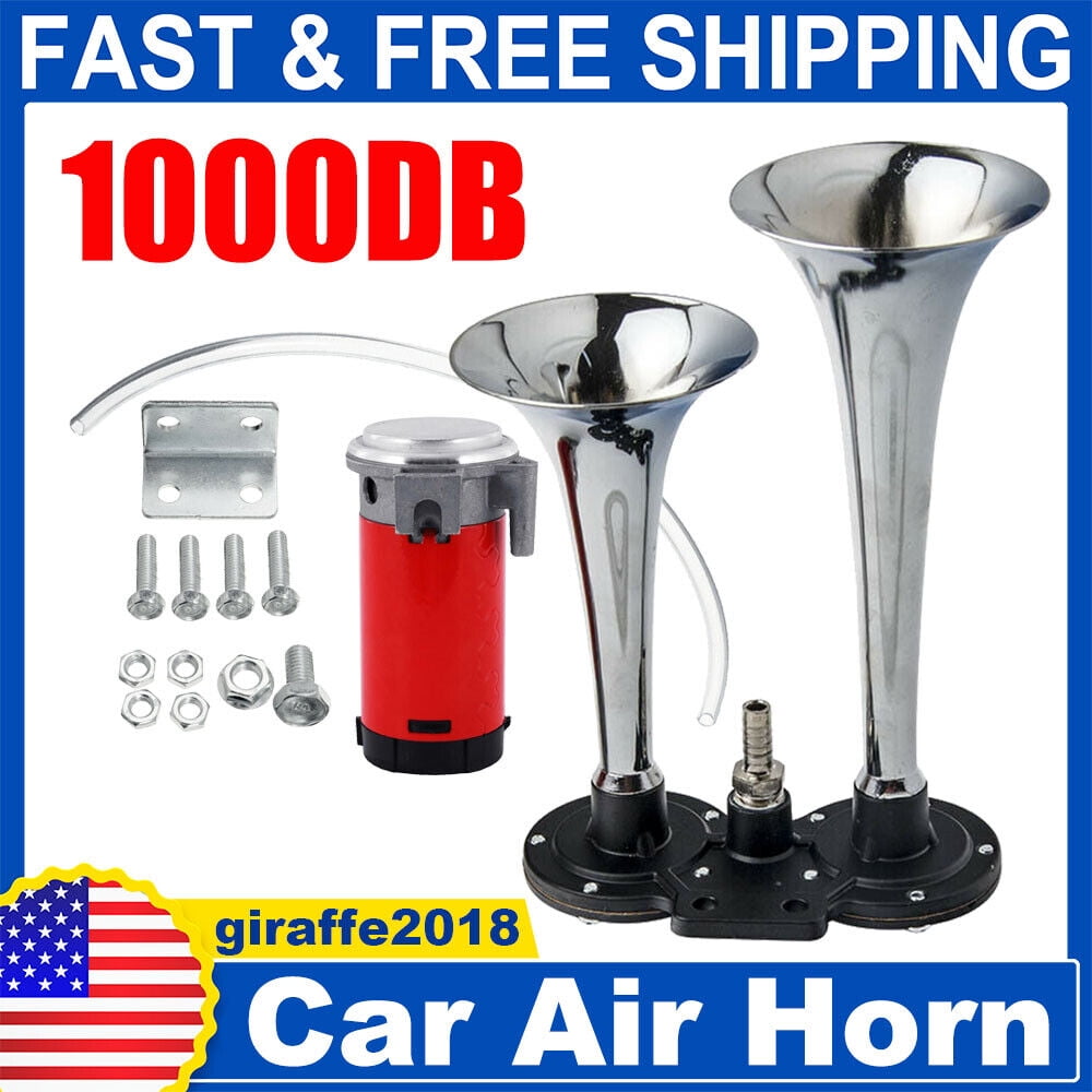 Zone Tech Air Horn Dual Trumpet Truck Loud 12v Train Car Kit Compressor ...