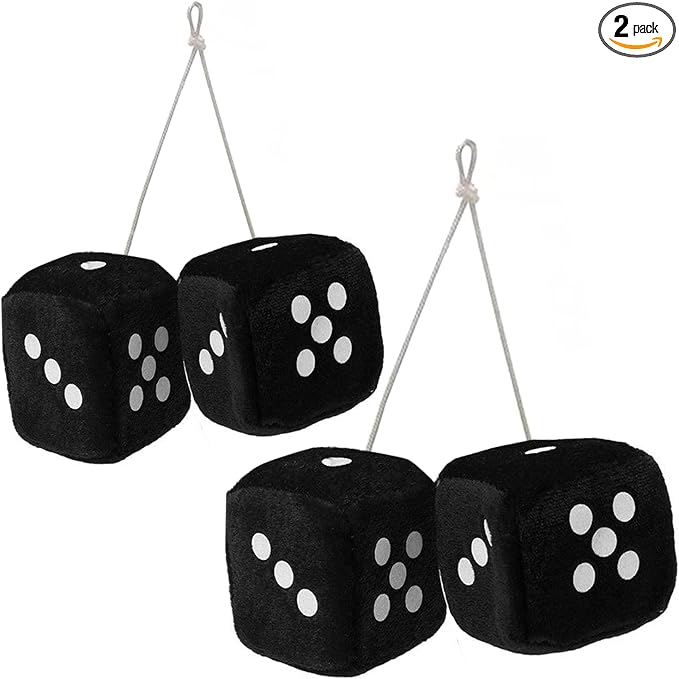 Zone Tech Black with White Dots Decorative Mirror Fuzzy Dice - Black ...