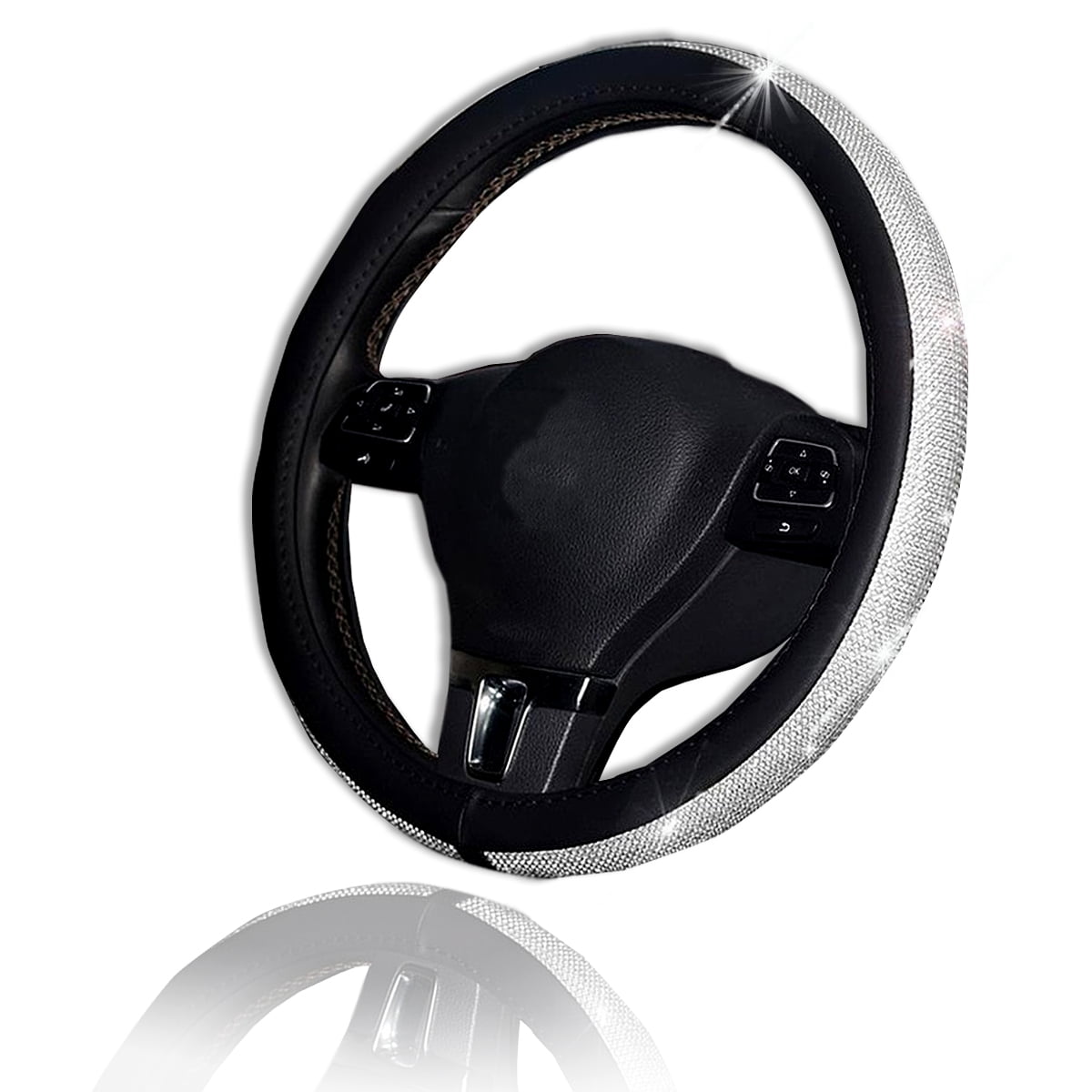 Zone Tech Bling Steering Wheel Cover Shiny Crystal with PU Leather ...
