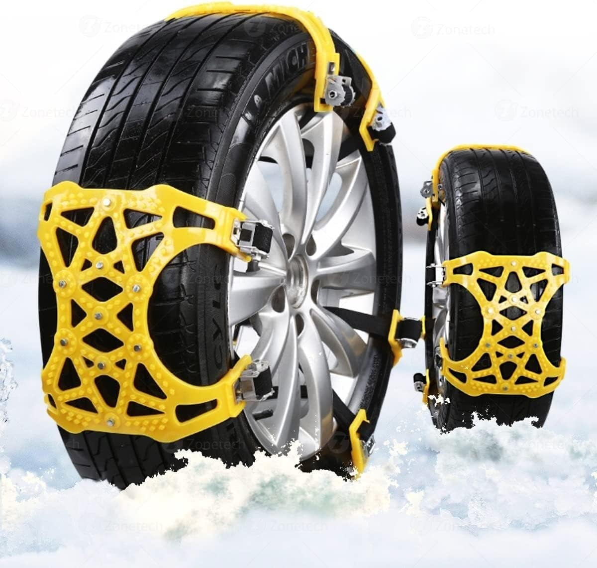 Zone Tech Car & Truck Snow Chains - Heavy-Duty Anti-Skid, All Season ...