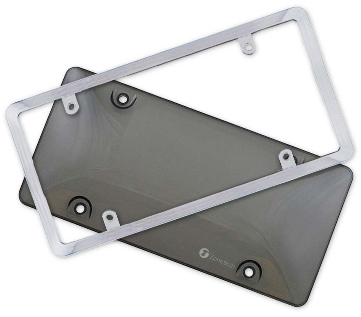 Zone Tech Clear License Plate Cover Shield Frame Combo - License Plate ...