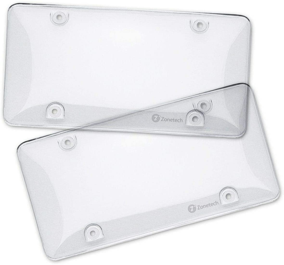 Zone Tech Car License Plate Shields - 2-Pack Clear Bubble Shields ...