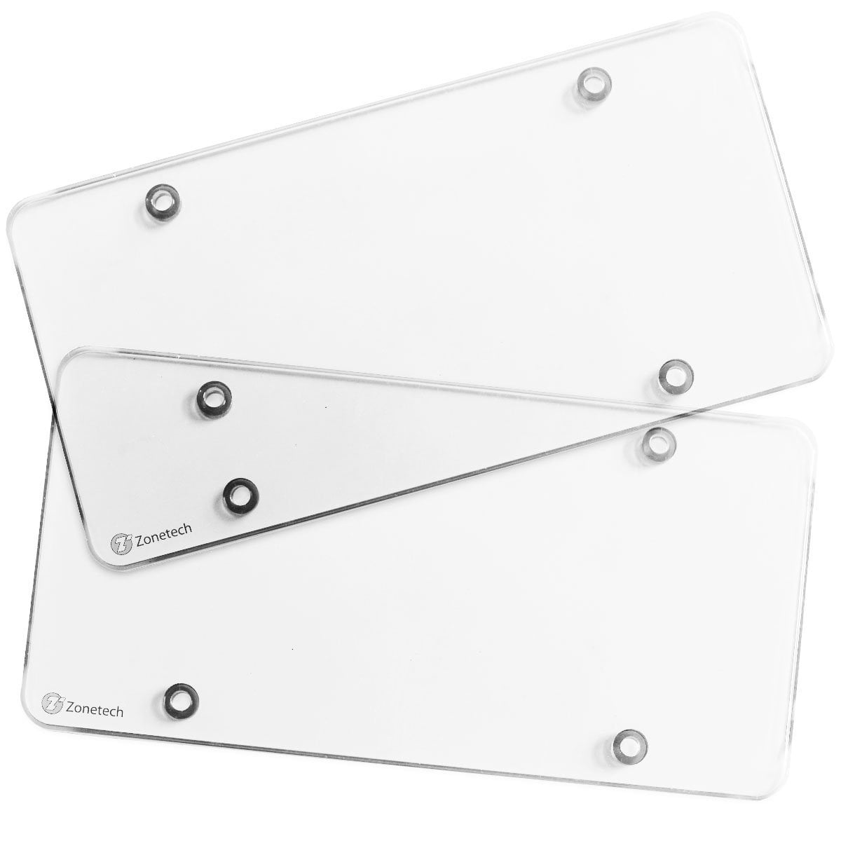 Zone Tech Clear License Plate Shields 2-Pack, Flat Polycarbonate Cover ...