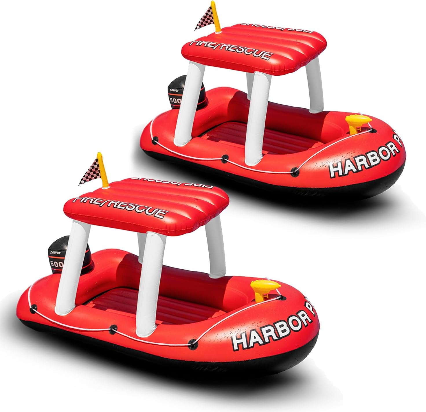 Zone Tech Fireboat Squirter Inflatable Pool Toy, Fire Rescue Theme (2 ...