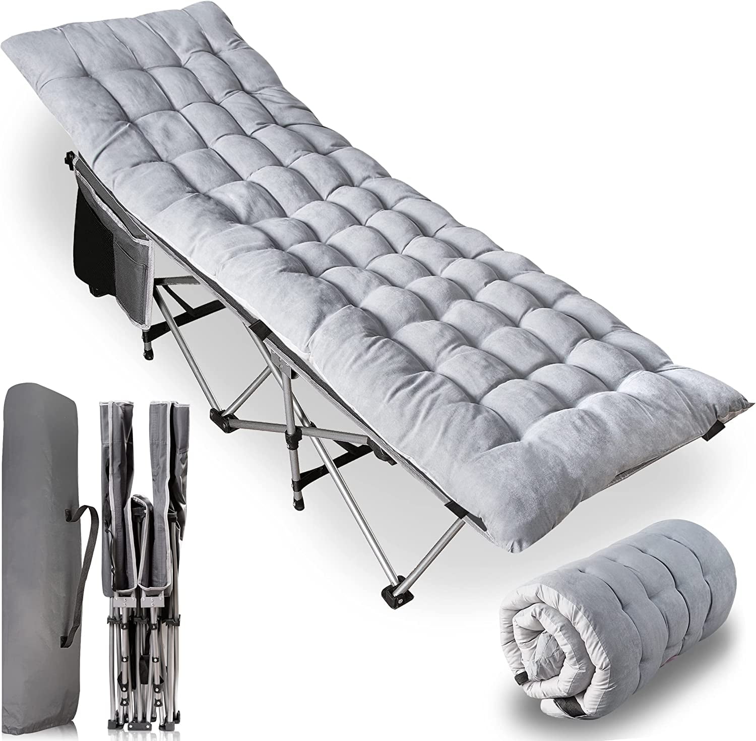 Zone Tech Outdoor Travel Sleeping Mattress and Folding Camping Cot Set ...