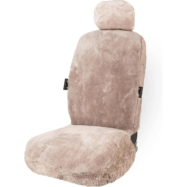 Zone Tech Plush Fur Sheepskin Car Seat Cover - Fuzzy, Mocha Wool Luxury ...