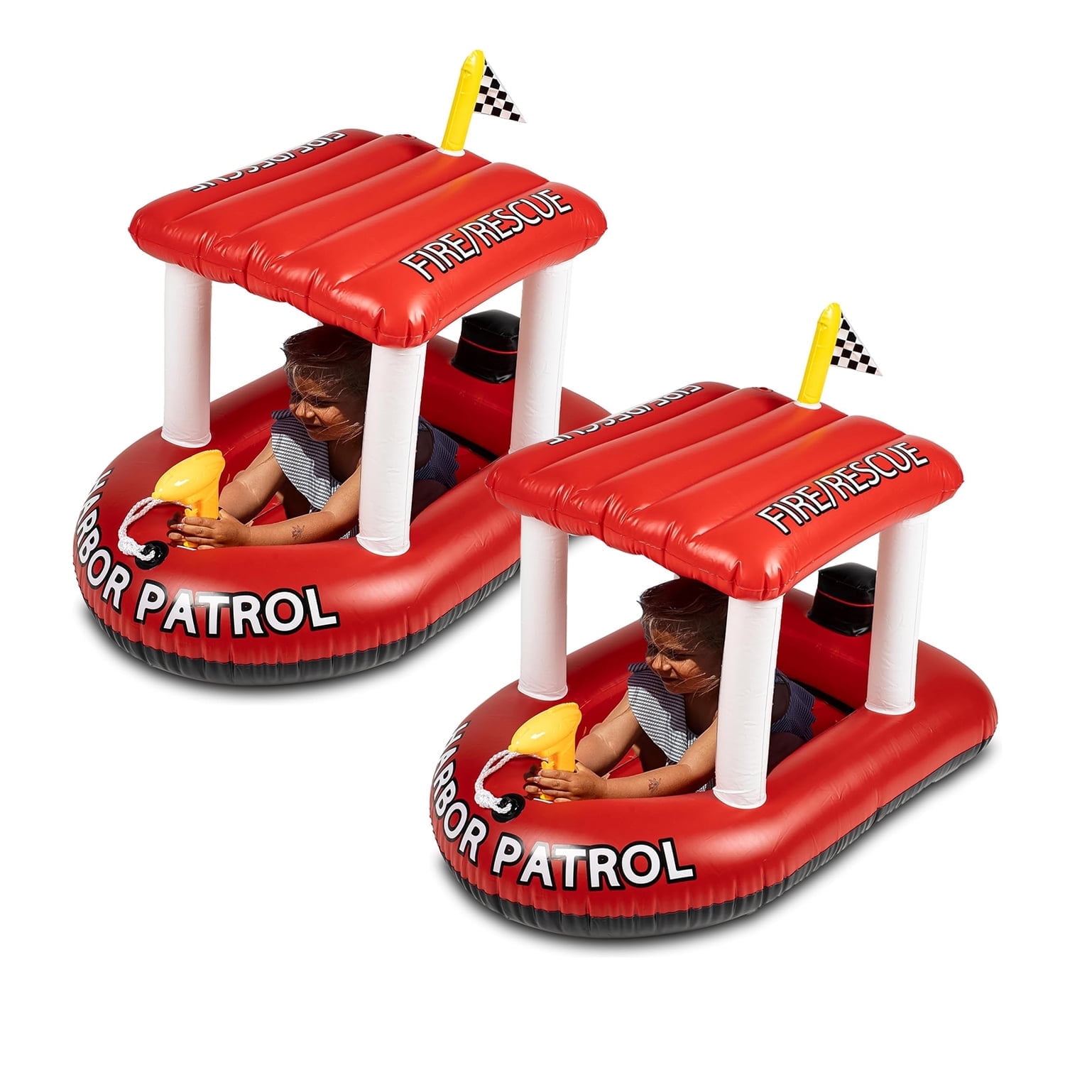 Zone Tech Inflatable Patrol Boat Pool Float – Fire Rescue Pool Float ...