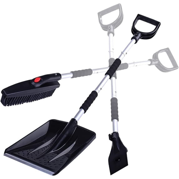 Zone Tech Snow Shovel Brush Kit 3-in-1 Replaceable Heads and Ice ...
