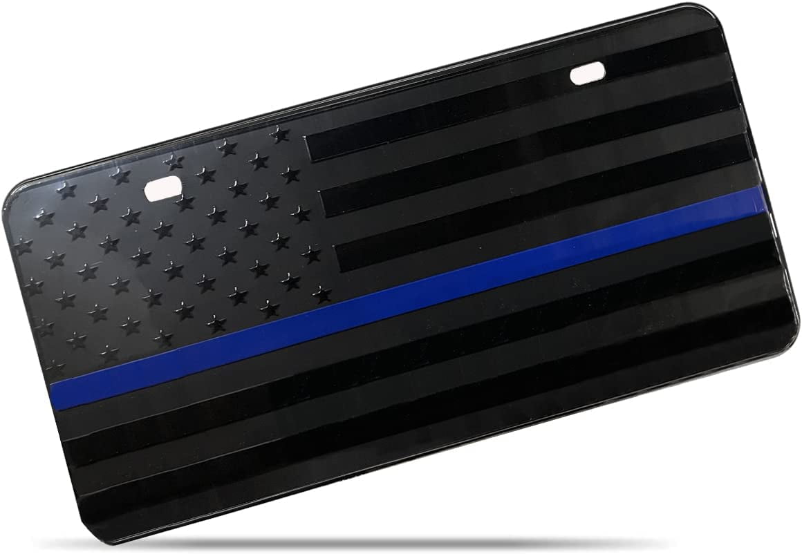 Zone Tech USA American Flag License Car Tag Plate with Thin Blue Line ...
