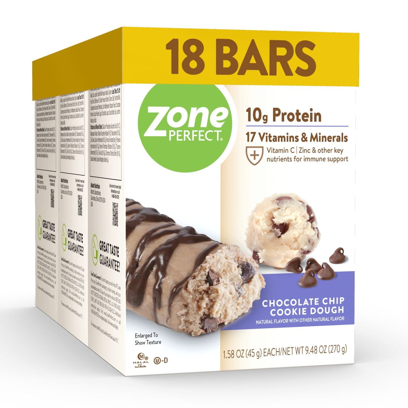 ZonePerfect Protein Bars | Chocolate Chip Cookie Dough | 18 Bars ...