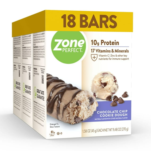 ZonePerfect Protein Bars | Chocolate Chip Cookie Dough | 18 Bars ...