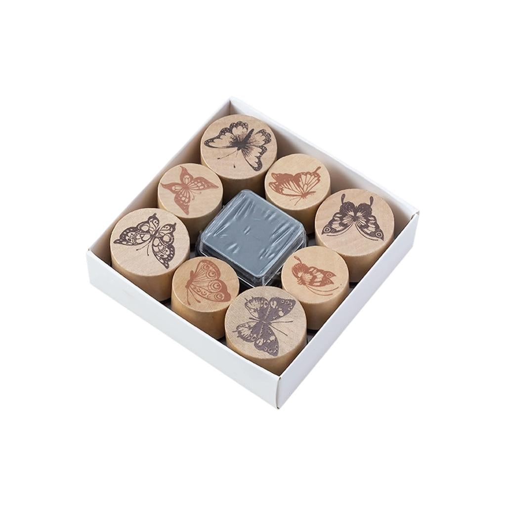 Zonest 8Pieces Wood Scrapbooking Stamp Vintage Craft Stamp Flower ...