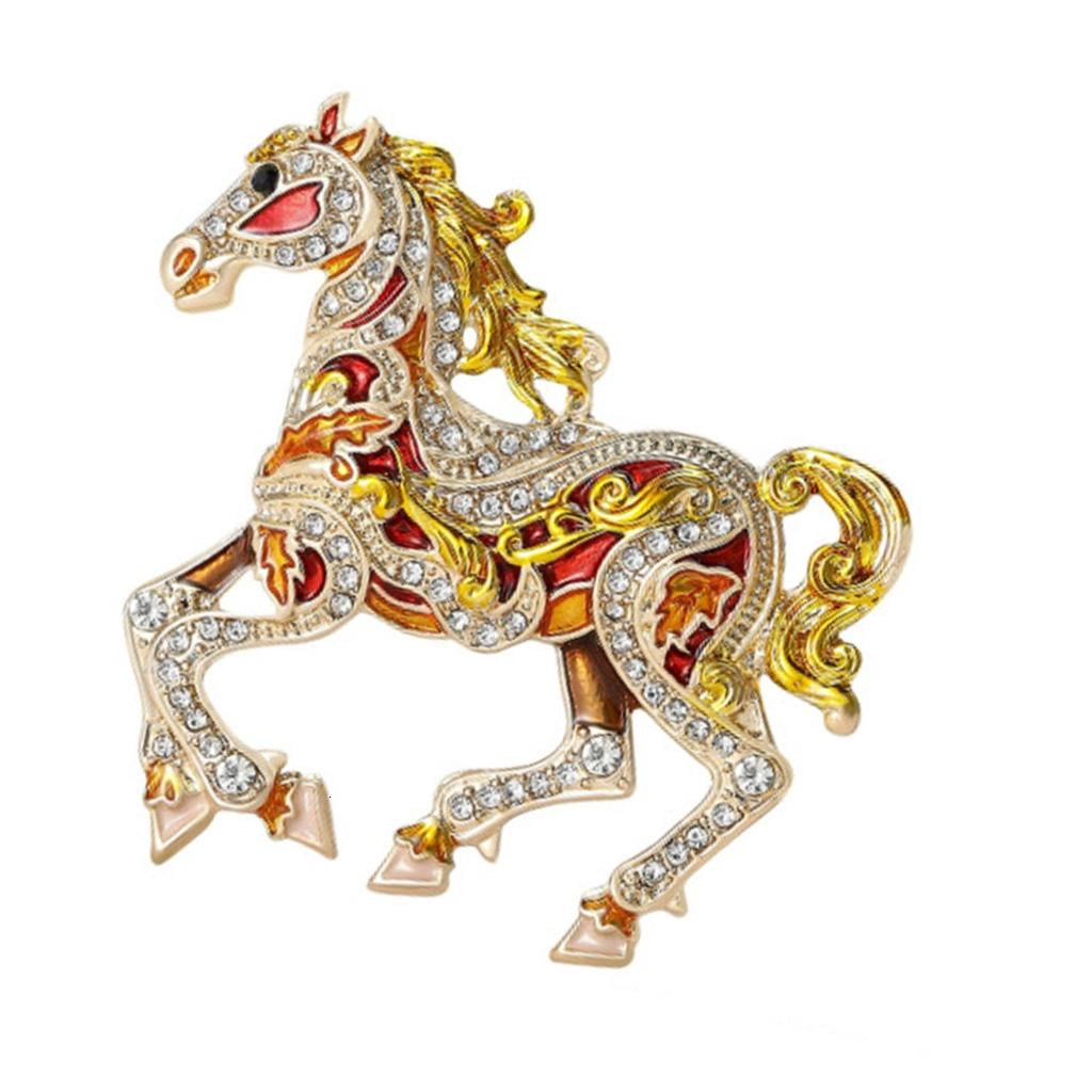 Zonest Lightweight Horse Design Pin Sparkling Rhinestones Versatile For ...