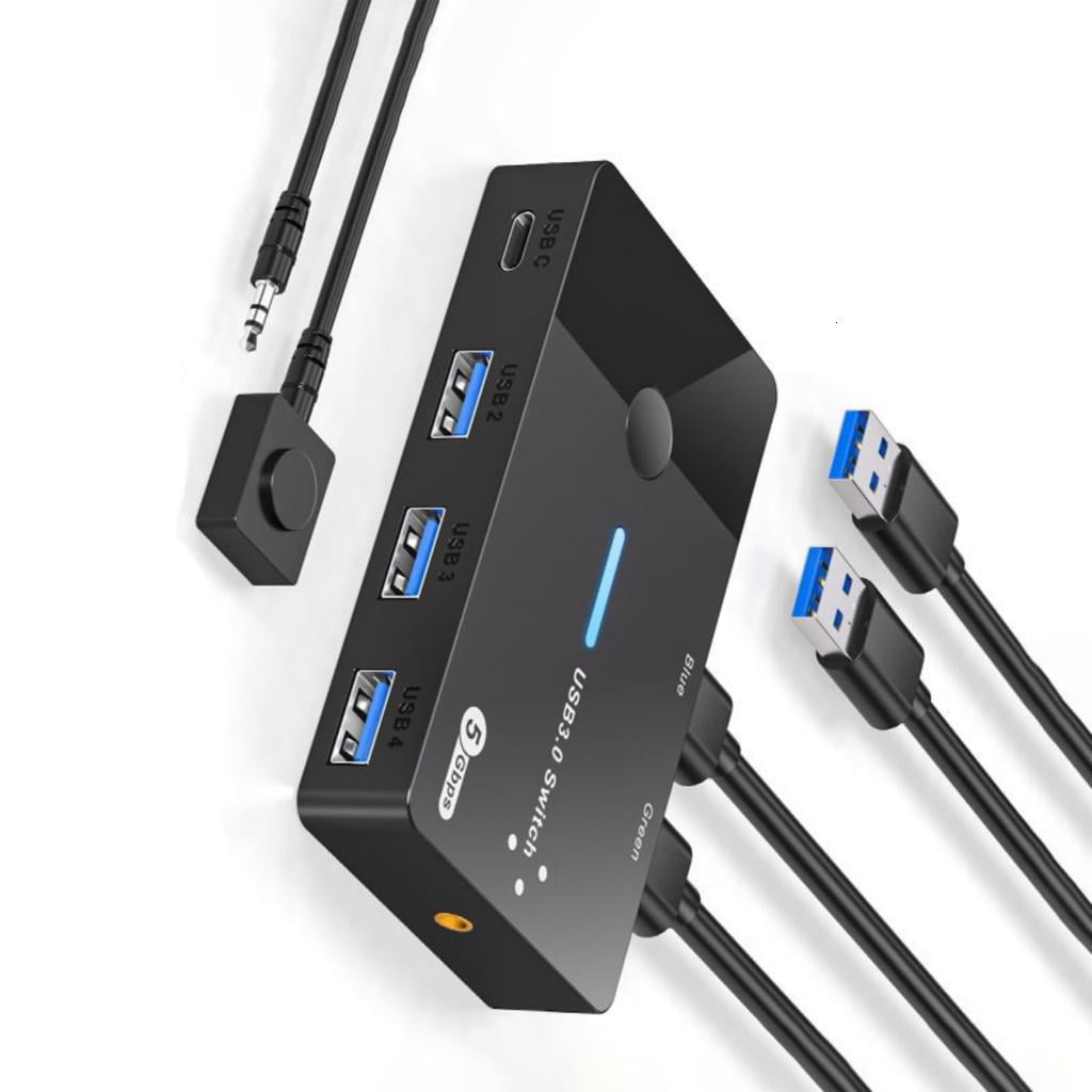 Zonest USB 3.0 Switcher 2 Computers Sharing USB C Devices 4 Port USB ...