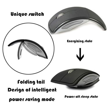 Foldable Wireless Mouse, Ergonomic 2.4G Mini Travel Wireless Optical ...