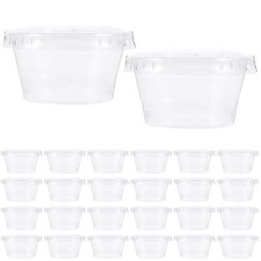 4 Sizes 50Pcs Disposable Plastic Clear Sauce Chutney Cups Boxes With ...