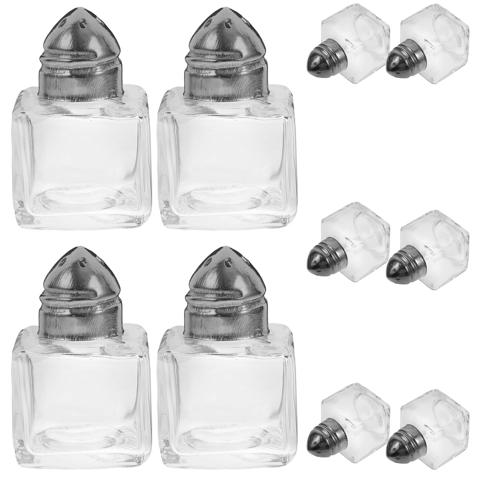 Zonh 10pcs Mini Salt & Pepper Shakers Glass Cube Body Spices Tiny ...