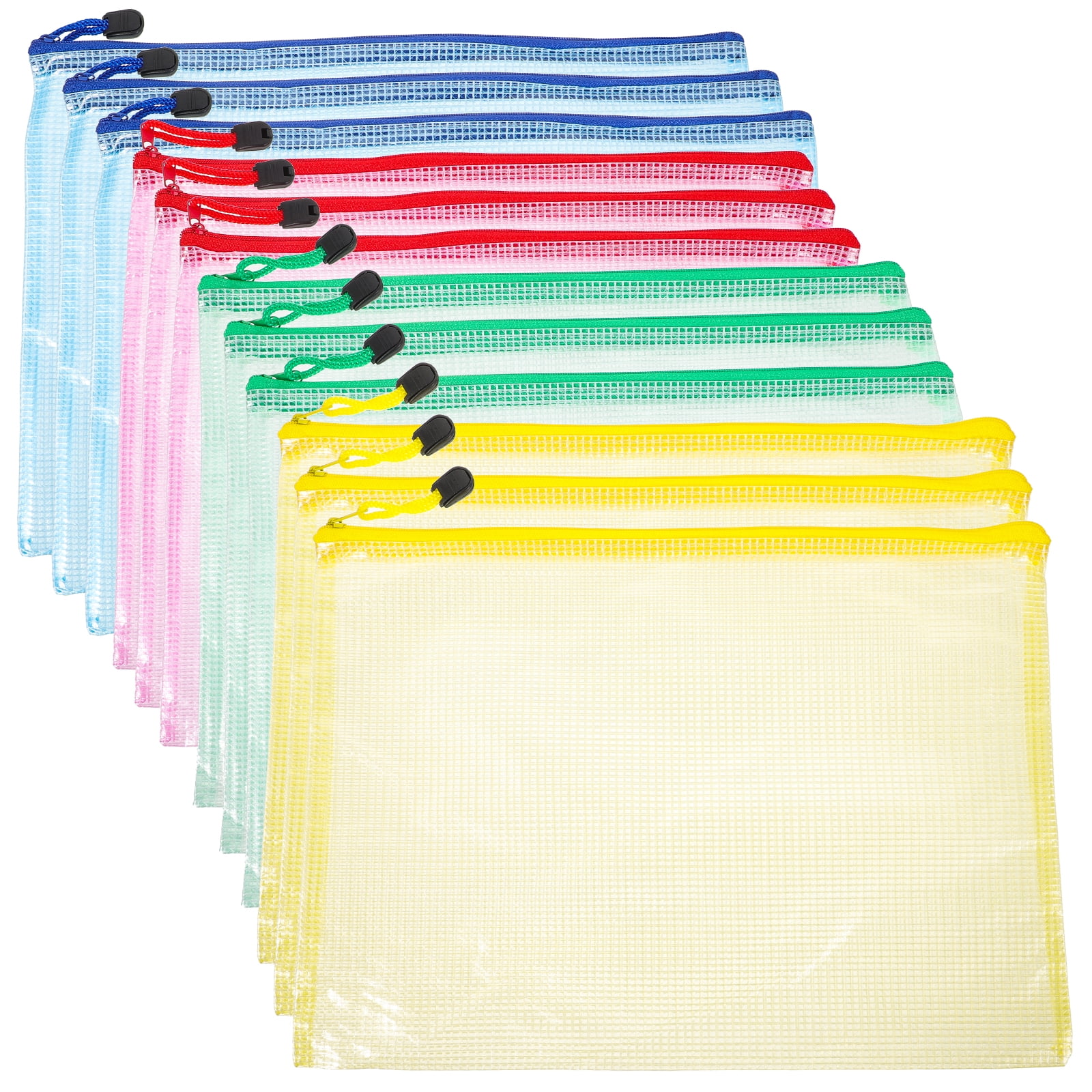 Zonh 12pcs Mesh Zipper Pouch Plastic File Bags for Organizing - Walmart.com