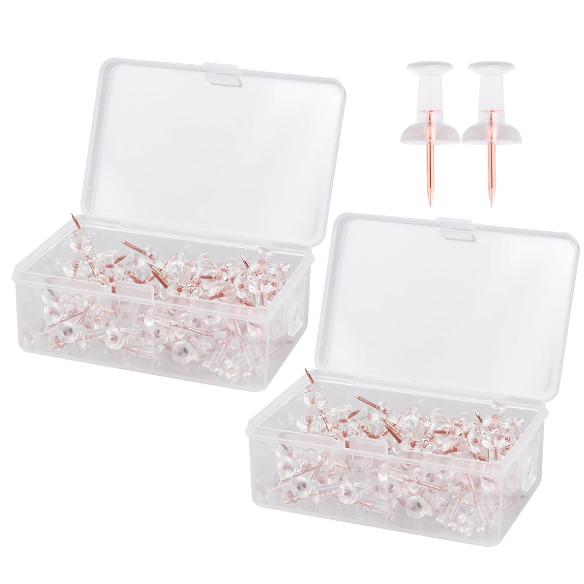 BRIGHTFUFU 200Pcs Transparent Map Pushpins Home Office Stainless Steel ...