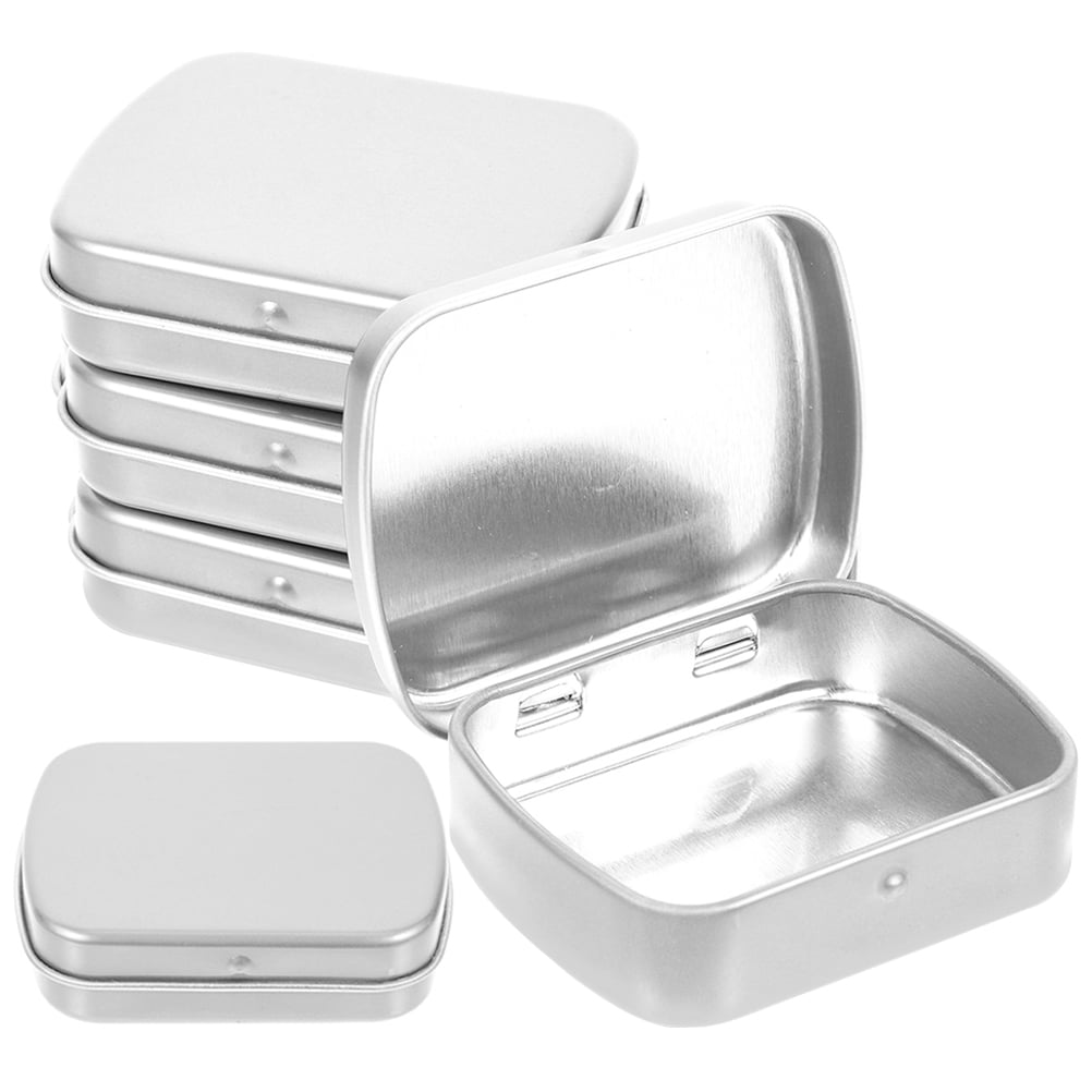 Zonh 5pcs Metal Rectangular Hinged Tins Mini Tin Containers with Lids ...