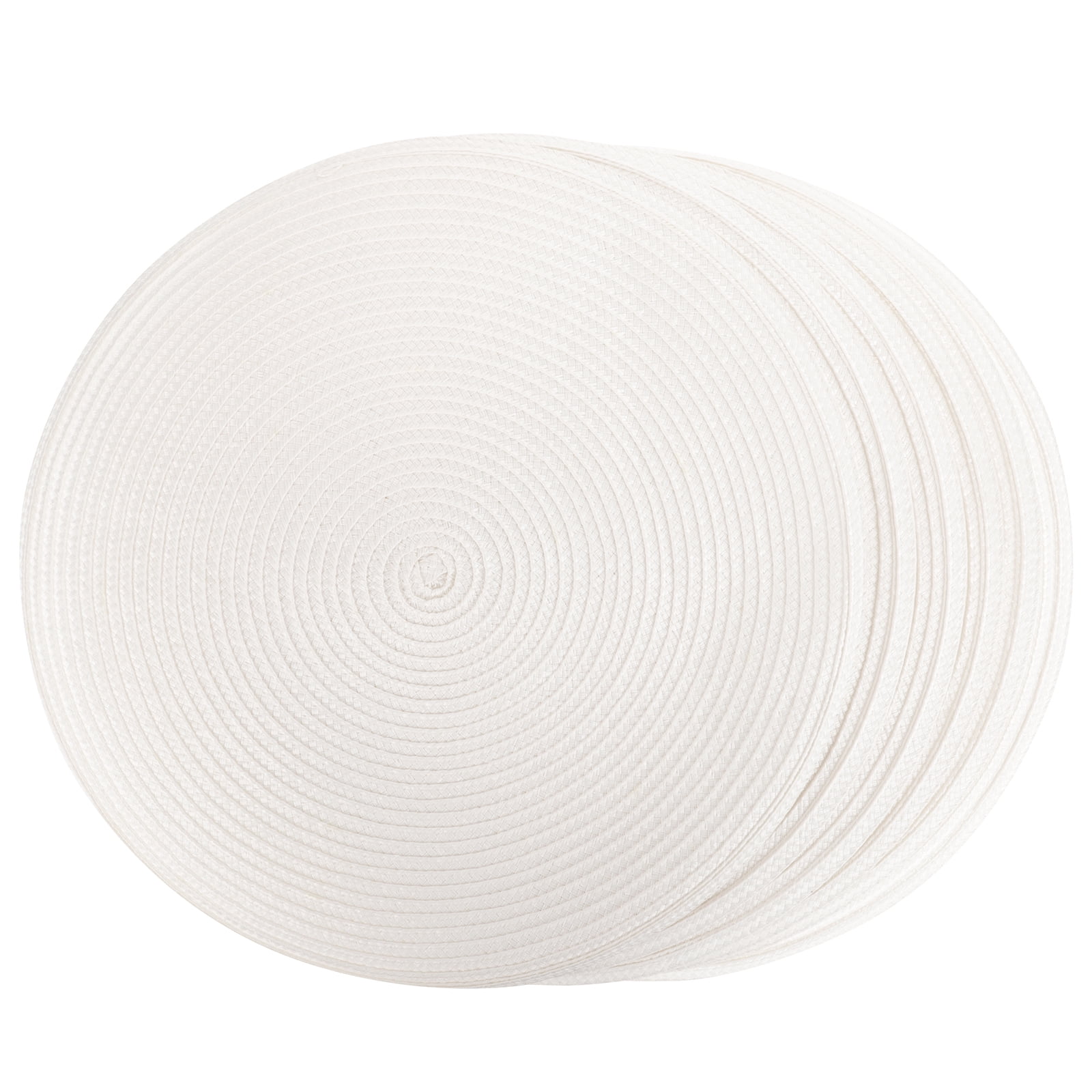 Zonh 6pcs Woven Round Placemats Braided PP Table Mat Non-Plastic White ...