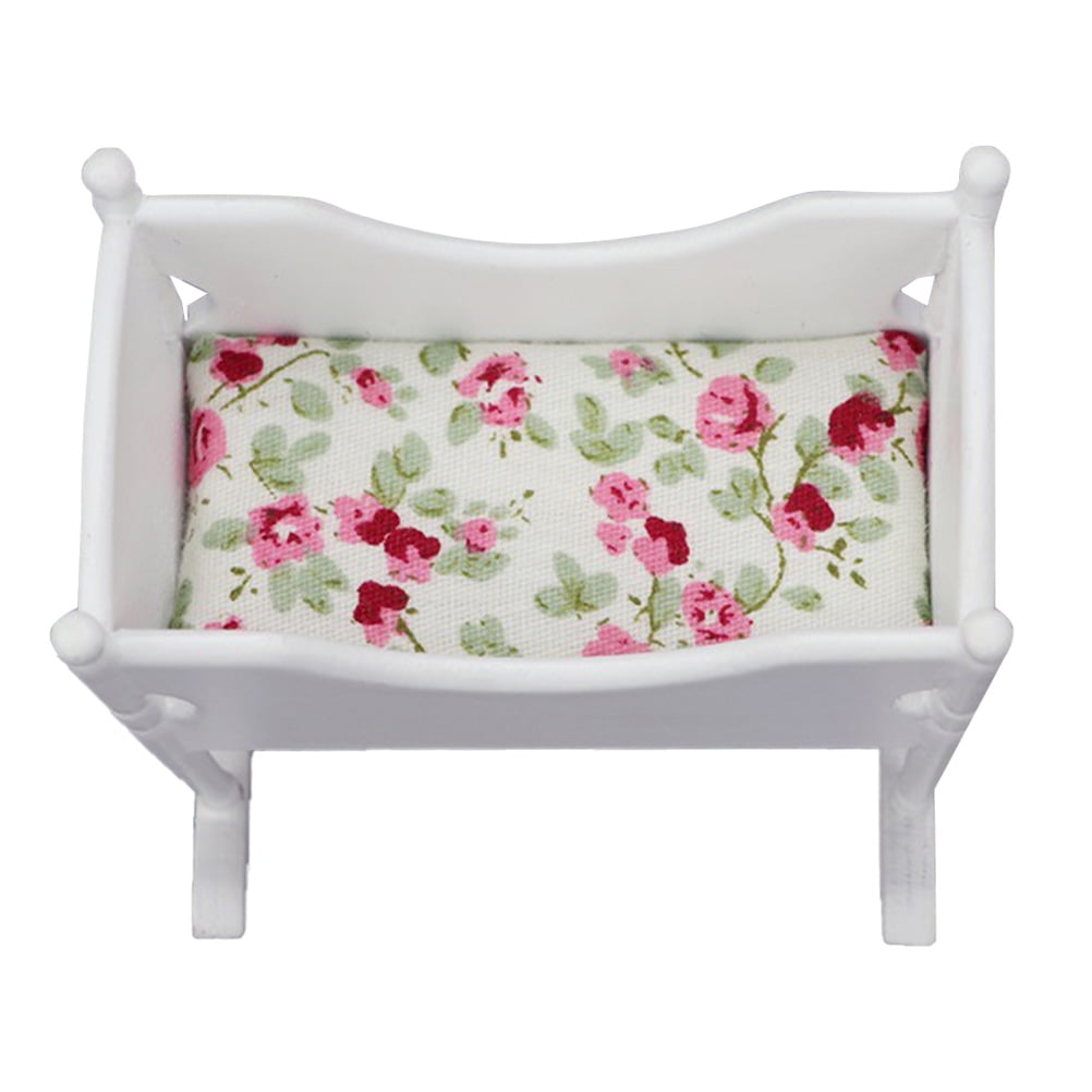 Zonh Dollhouse Miniature Baby Cradle 1:12 Furniture Accessory for ...