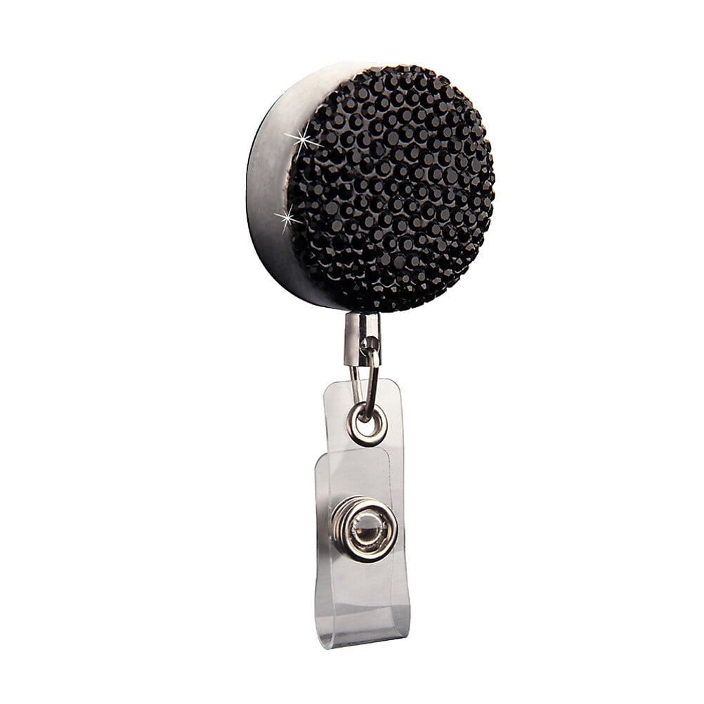 Zonh Retractable Badge Holder Alloy Rhinestone Keychain ID Holder Work ...