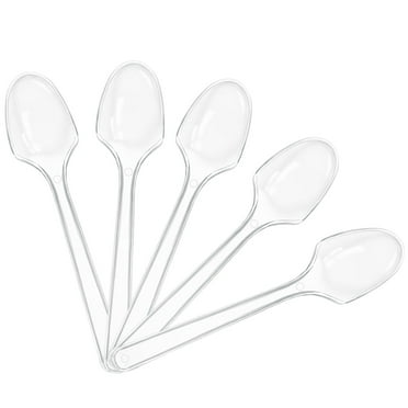 Plastic Spoons Heavy Duty, Disposable Clear Silverware Full Size 7.5 ...