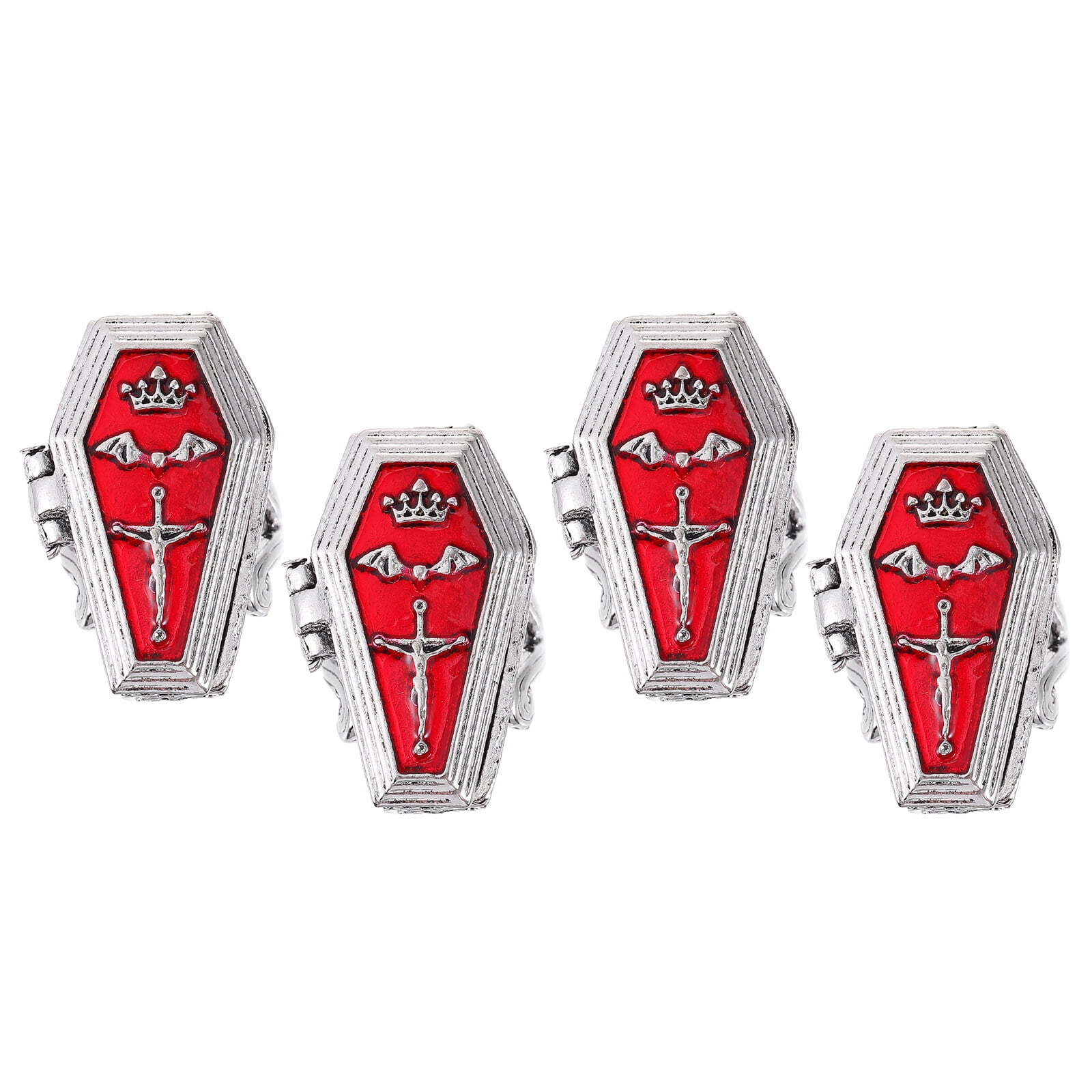 Zonhebin 4pcs Coffin Cross Bat Gothic Prayer Halloween Ring Set ...